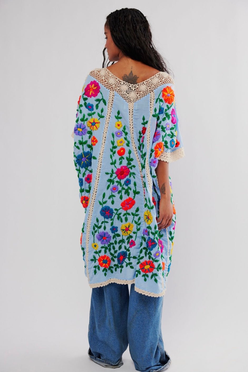 BELLA FLORA EMBROIDERED KAFTAN X FREE PEOPLE, hand made - MOMO NE...