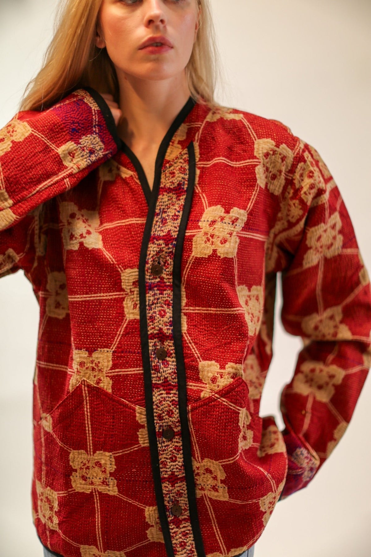 KANTHA JACKET JISTA, hand made - MOMO NEW YORK - sustainable fashion
