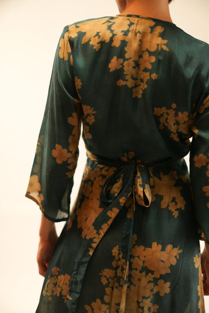 SILK WRAP DRESS BASHA, hand made - MOMO NEW YORK - sustainable fa...