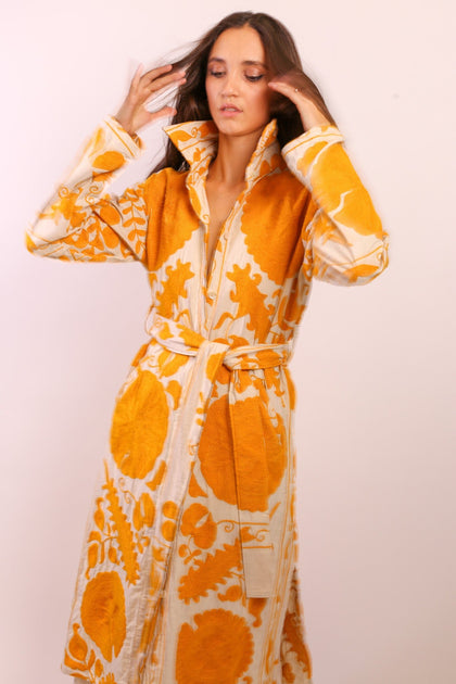 YELLOW SUZANI COAT ANINO, hand made - MOMO NEW YORK - sustainable...