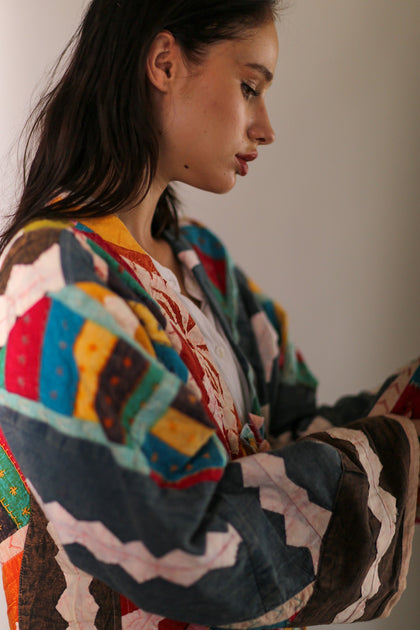 EMBROIDERED PATCHWORK KIMONO HILO, hand made - MOMO NEW YORK - su...