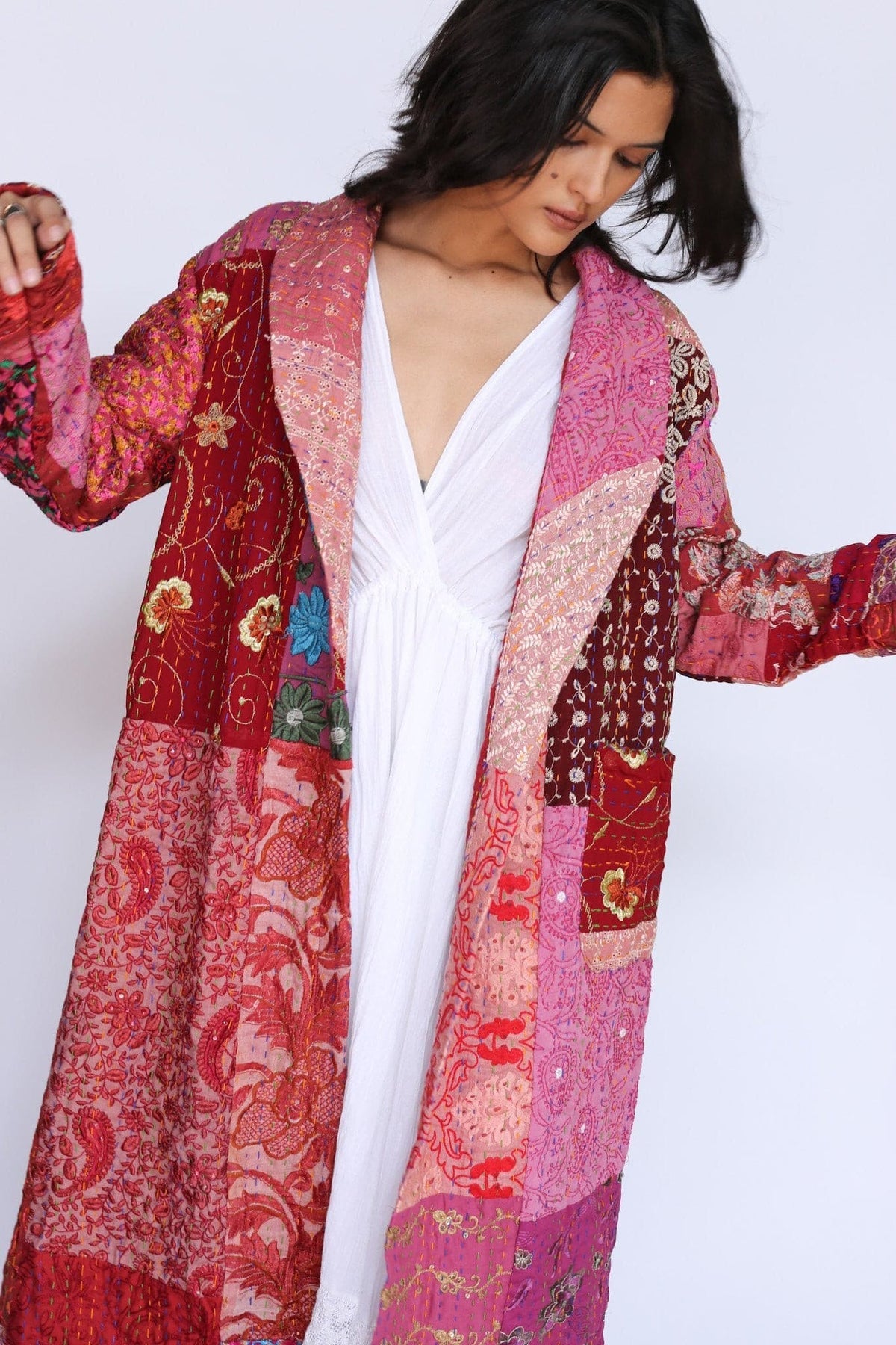 EMBROIDERED PATCHWORK ROBE JACKET SAMIRA, hand made - MOMO NEW YO...