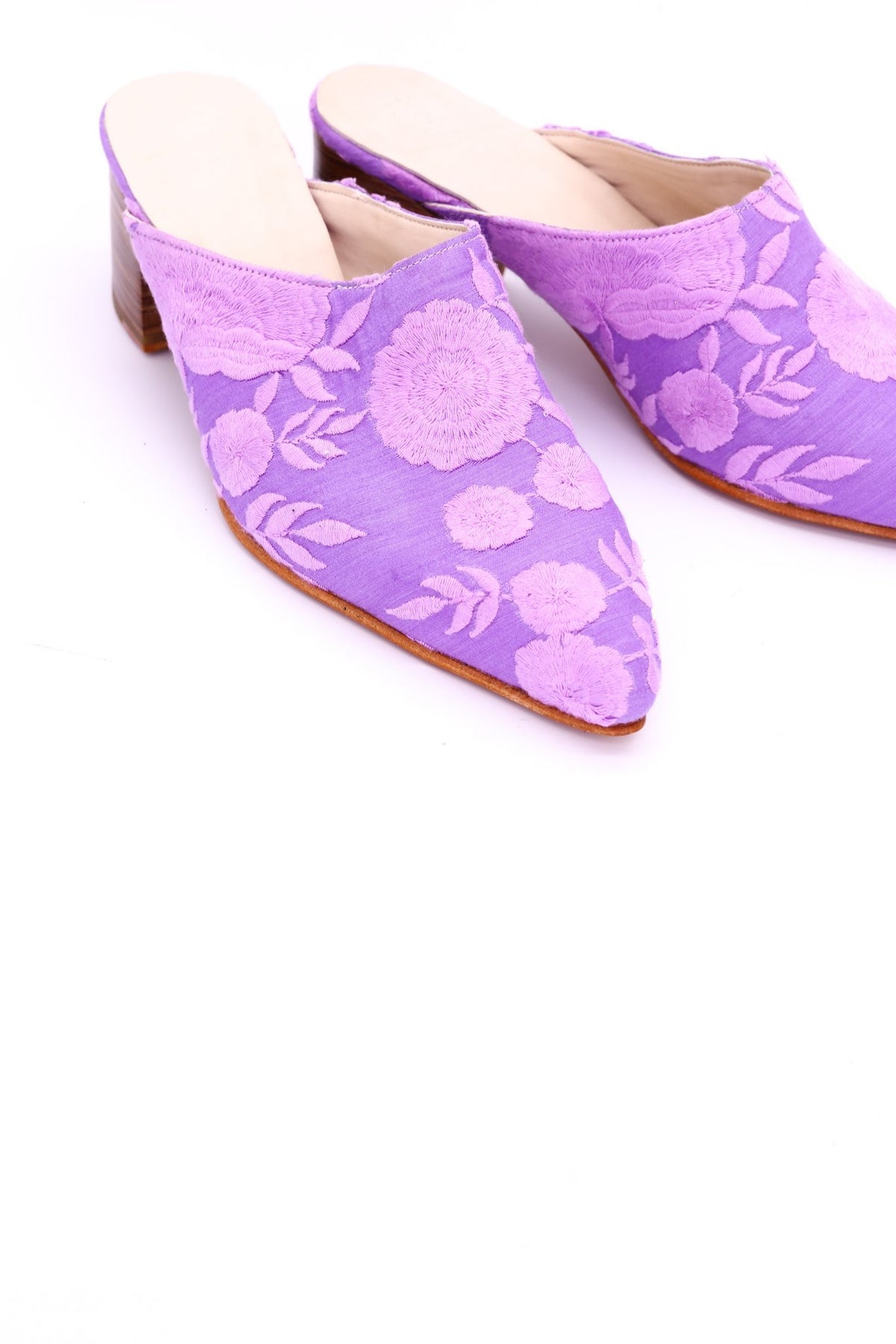 LAVENDER HEELED MULES ELLIE, hand made - MOMO NEW YORK - sustaina...