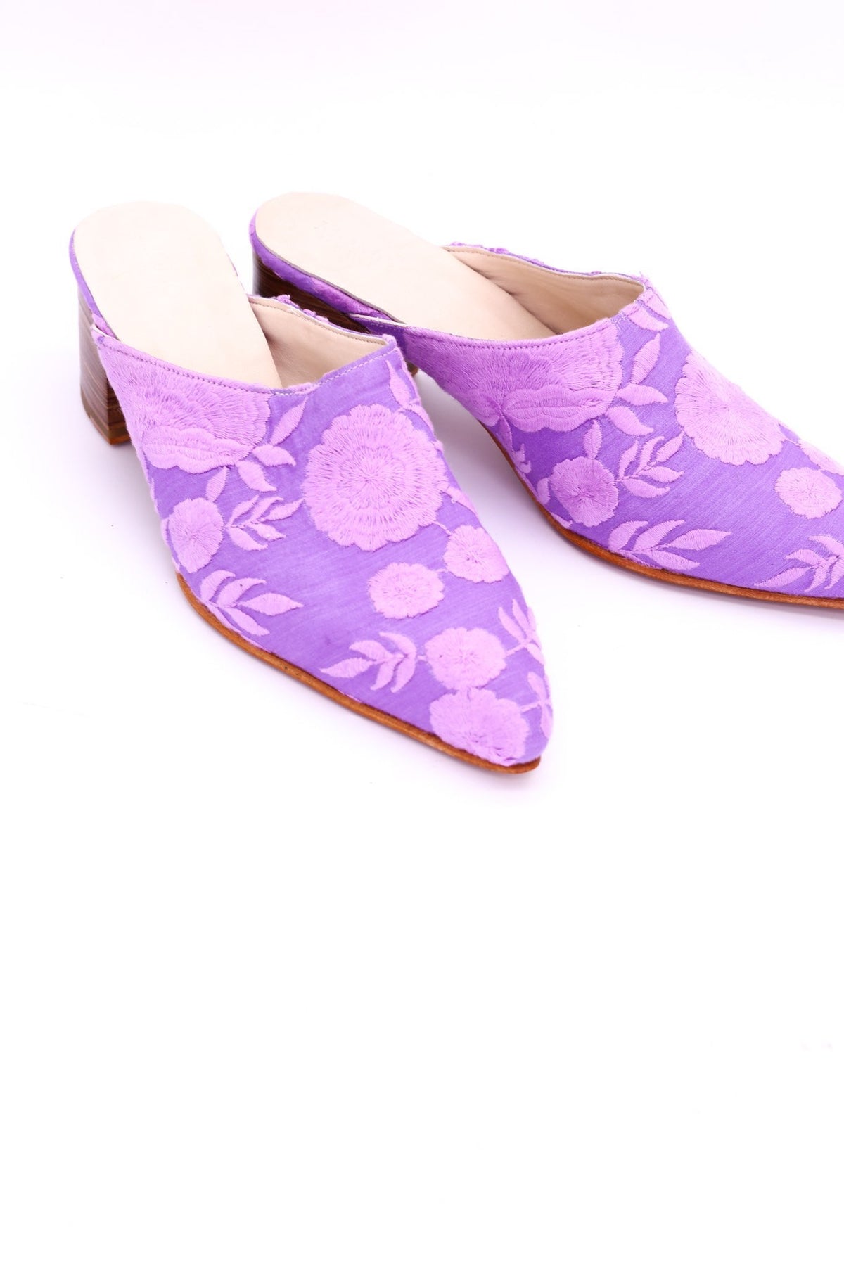 LAVENDER HEELED MULES ELLIE, hand made - MOMO NEW YORK - sustaina...