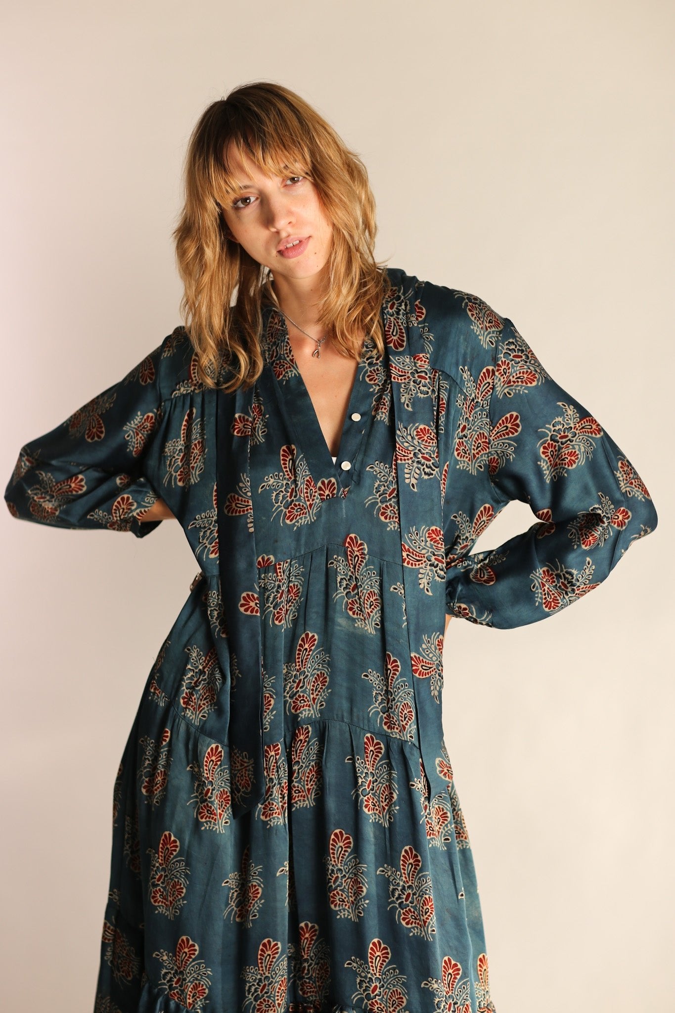LONG SLEEVE DRESS LAURINE, hand made - MOMO NEW YORK - sustainabl...