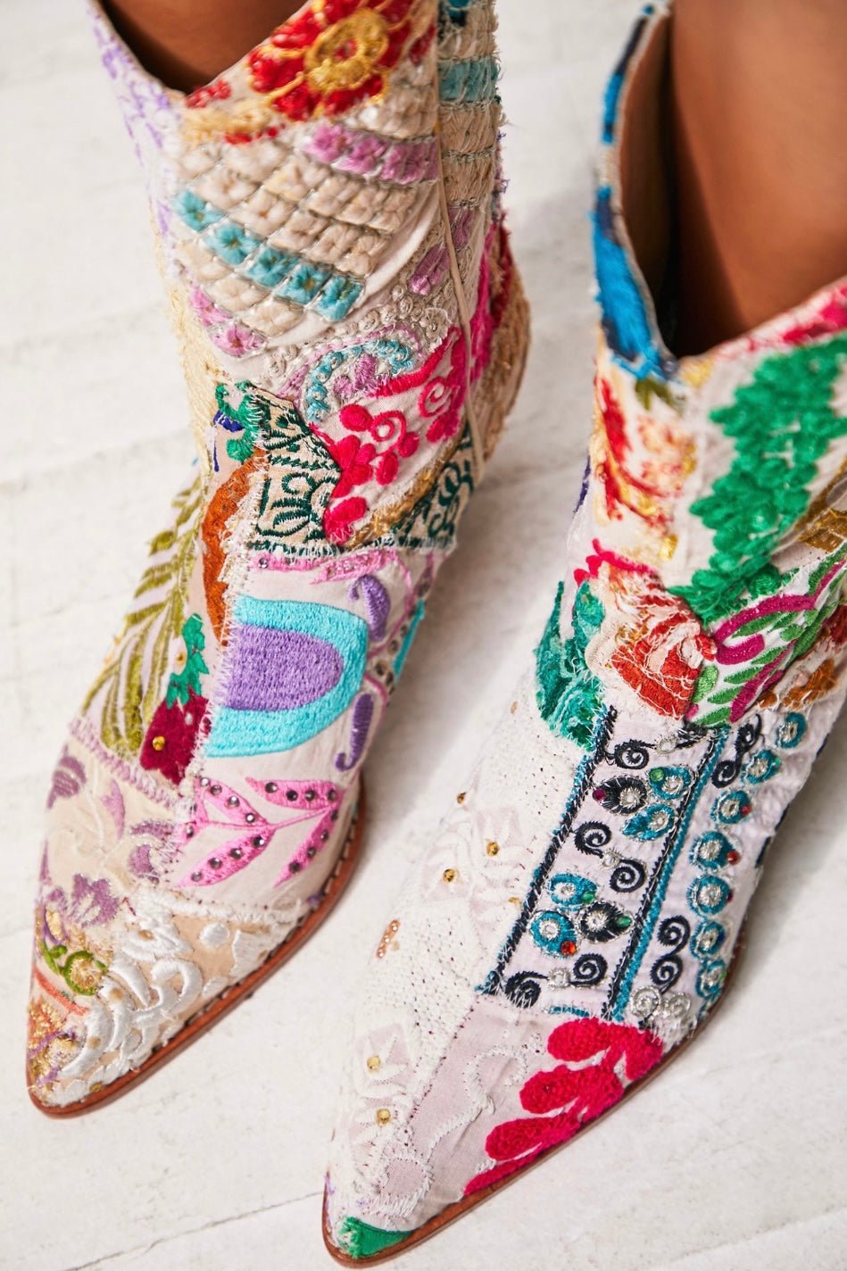SELINA PATCHWORK WESTERN BOOTS X FREE PEOPLE, hand made - MOMO NE...