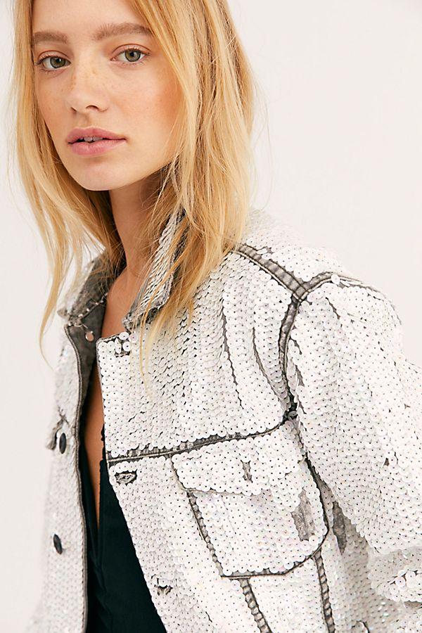SEQUIN EMBROIDERD DENIM JACKET DEMI, hand made - MOMO NEW YORK