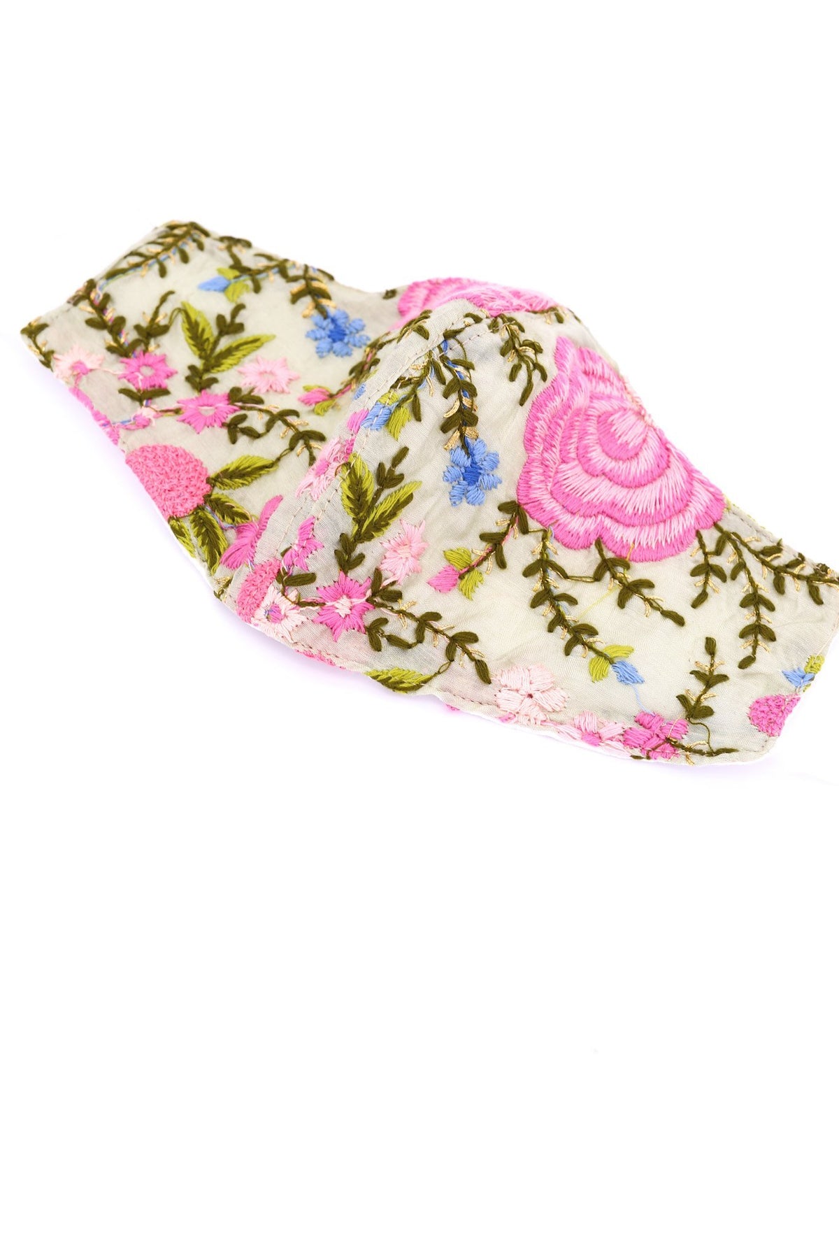 SILK COTTON EMBROIDERED FACE MASK FATI, hand made - MOMO NEW YORK...